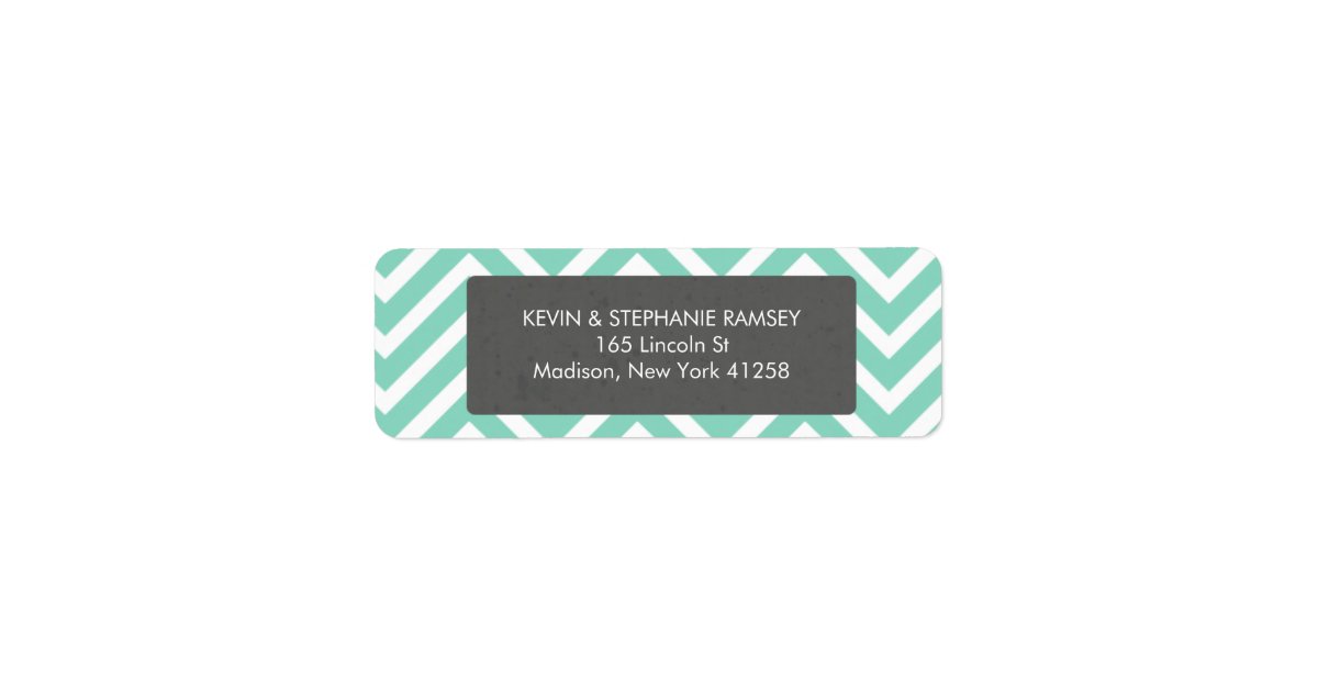Teal and White Chevron Label | Zazzle