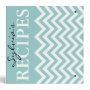Teal and white chevron pattern recipe binder book | Zazzle