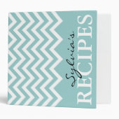 Teal and white chevron pattern recipe binder book | Zazzle