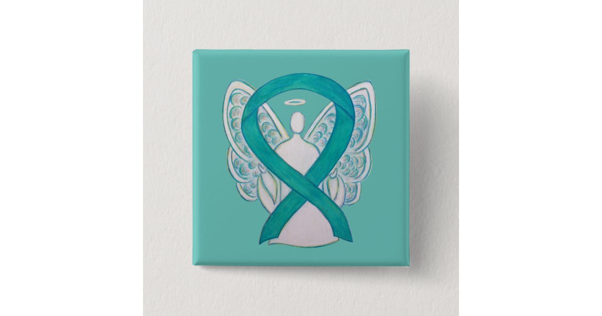 Teal Angel Awareness Ribbon Art Custom Lapel Pin | Zazzle