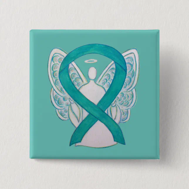 Teal Angel Awareness Ribbon Art Custom Lapel Pin | Zazzle