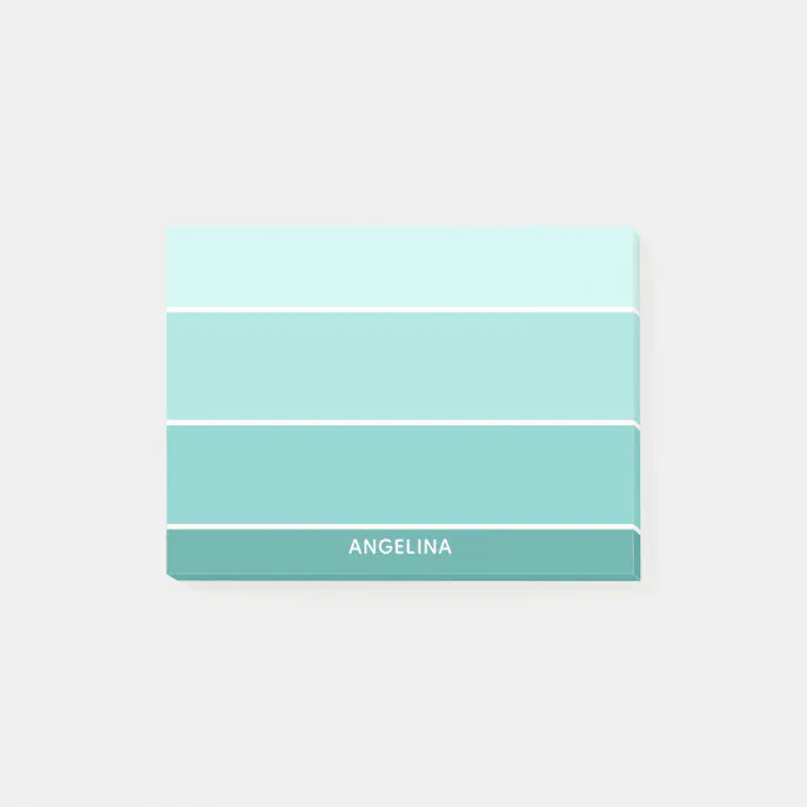Teal Aqua Paint Chips - Add Your Name Post-it Notes | Zazzle