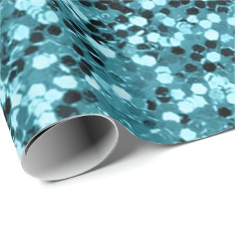 Teal Aquatic Sequin Glitter Shiny Effect Wrapping Paper | Zazzle