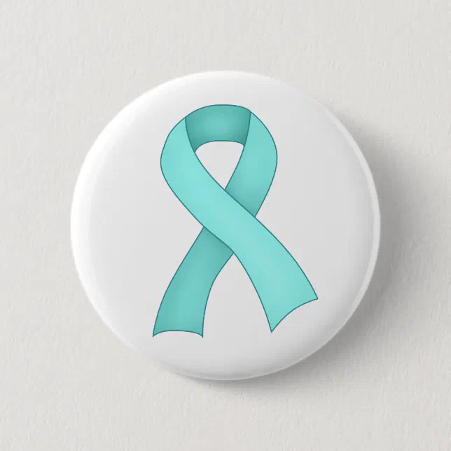 Teal Awareness Ribbon Button 0001 | Zazzle