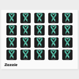 Teal Awareness Ribbon (customizable) Square Sticker | Zazzle
