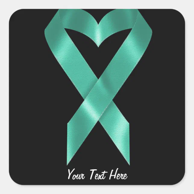Teal Awareness Ribbon (customizable) Square Sticker | Zazzle