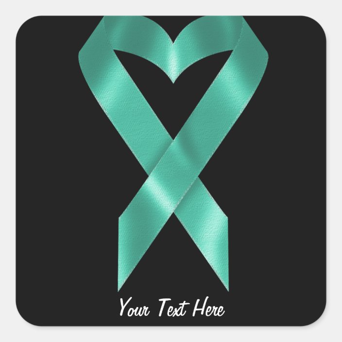 Teal Awareness Ribbon (customizable) Square Sticker | Zazzle.com