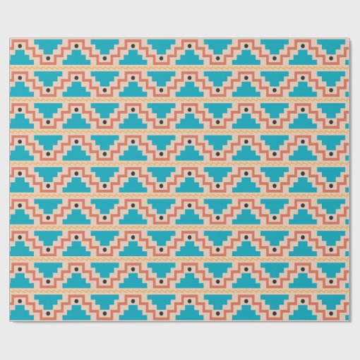 Teal Aztec Pattern Wrapping Paper | Zazzle