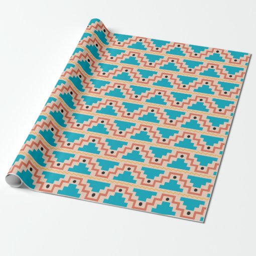 Teal Aztec Pattern Wrapping Paper | Zazzle