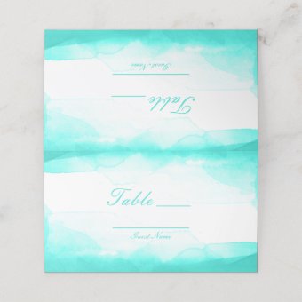 Teal Beach Aqua Watercolor Table Number Seating Place Card | Zazzle