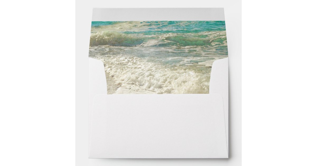 Teal Beach Sea Waves Destination Wedding Envelope | Zazzle