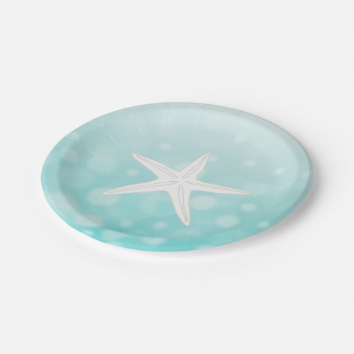 Teal Beach Themed Starfish Paper Plates | Zazzle