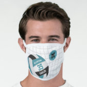 teal black athlete name jersey number volleyball face mask | Zazzle
