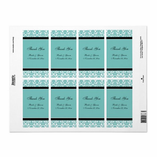 Teal Black Damask Wedding Labels | Zazzle