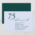 Teal & Blue | 75 Years Loved 75th Birthday Party Invitation | Zazzle