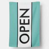 Teal Blue and White Open Sign for Business Flag | Zazzle