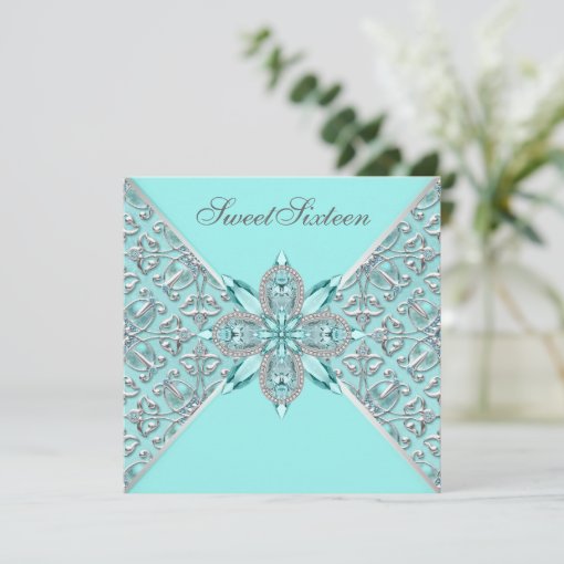 Teal Blue Birthday Party Invitation | Zazzle