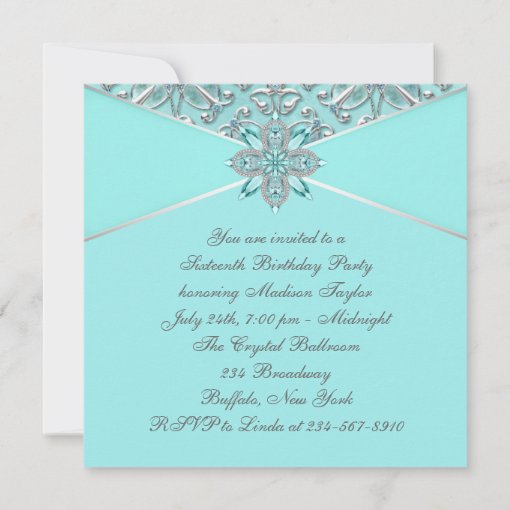 Teal Blue Birthday Party Invitation | Zazzle