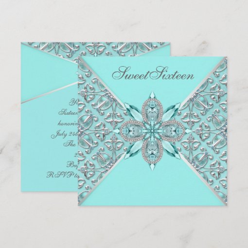 Teal Blue Birthday Party Invitation | Zazzle