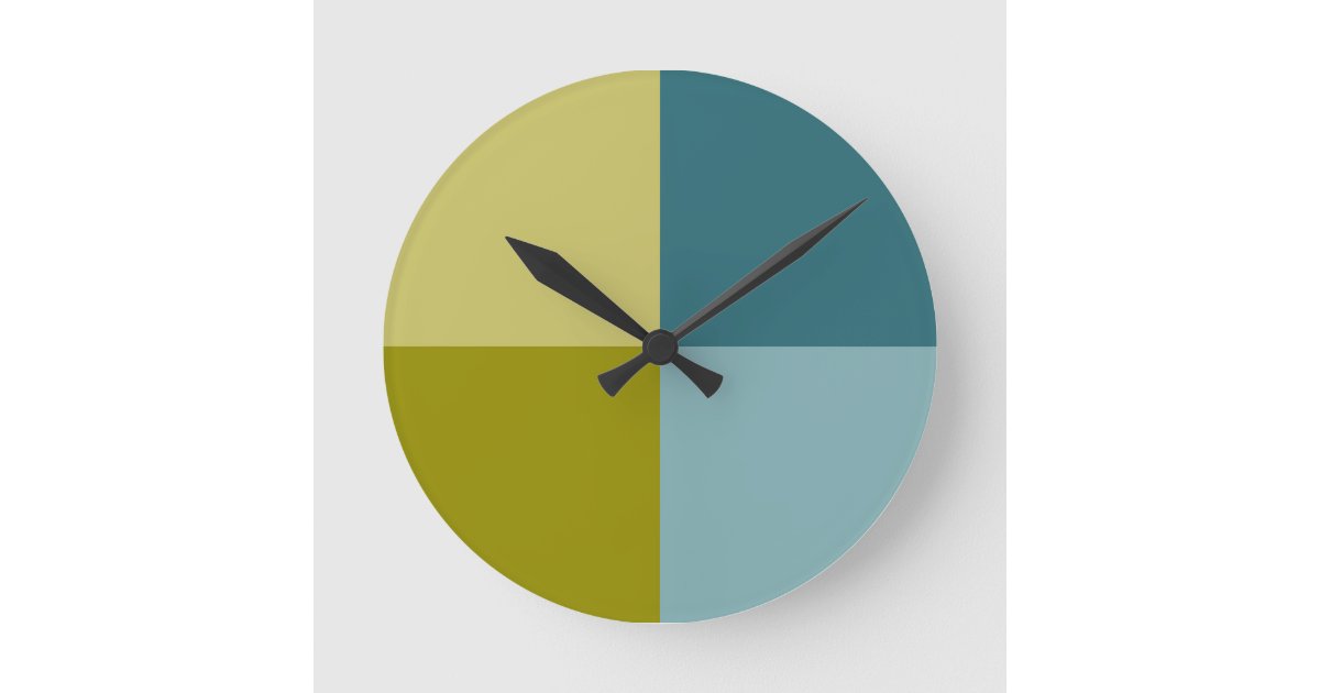 Teal Blue Gold Yellow Round Clock | Zazzle