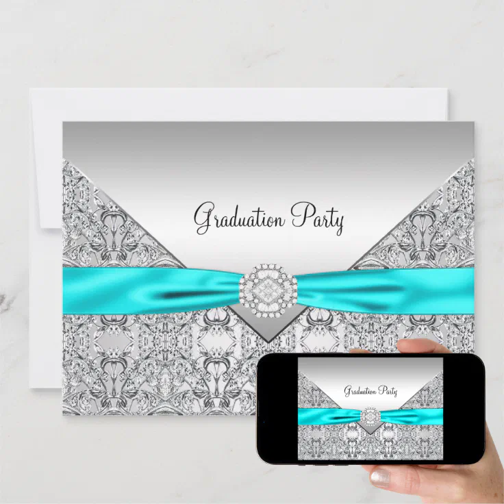 Teal Blue Graduation Party Invitation | Zazzle