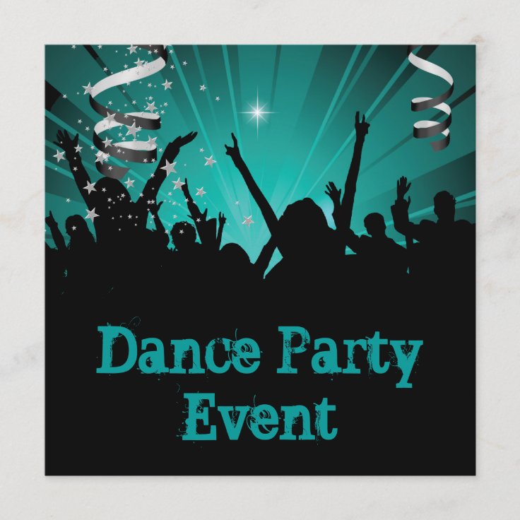 Teal Blue Jade Dance Party Event Crowd Rave Invitation | Zazzle