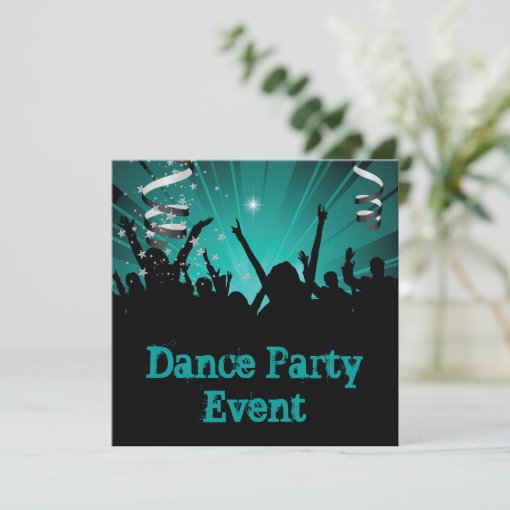 Teal Blue Jade Dance Party Event Crowd Rave Invitation | Zazzle