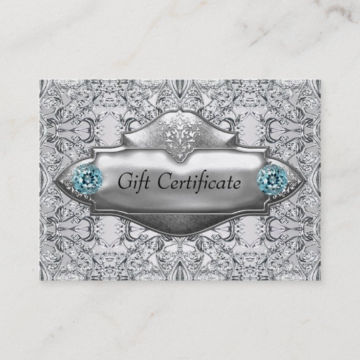 Teal Blue Lace Elegant Teal Gift Certificate | Zazzle