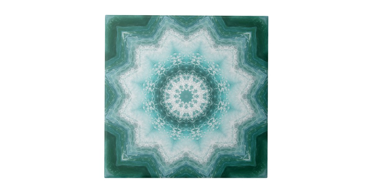 Teal Blue Ocean Geometric Pattern Ceramic Tile | Zazzle