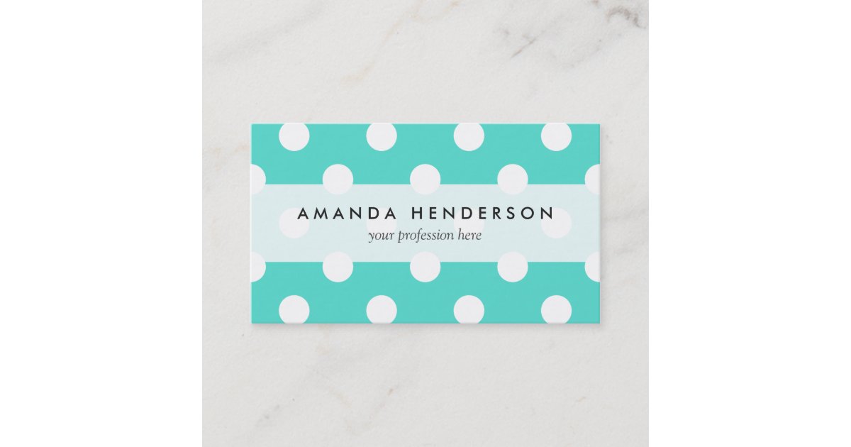 Teal Blue Polka Dot Pattern Business Card | Zazzle