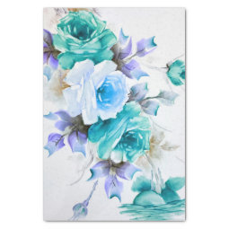 Teal & Blue Roses Tissue Paper | Zazzle
