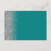 Teal Blue Silver Glitter Edge Wedding Details Enclosure Card | Zazzle