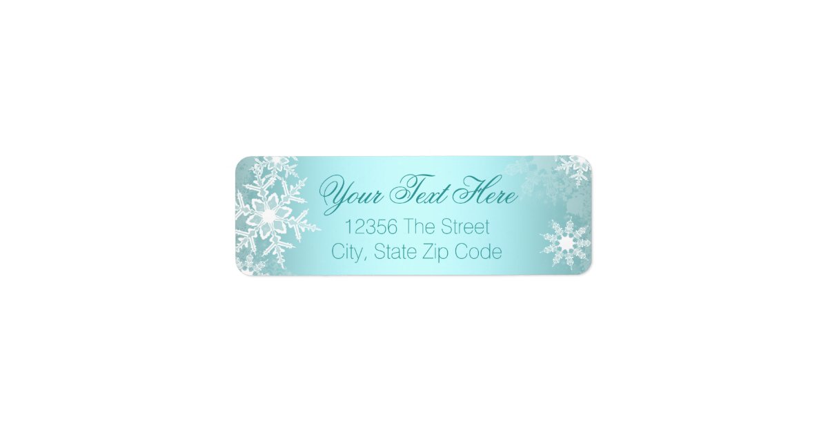 Teal Blue Snowflake Label | Zazzle