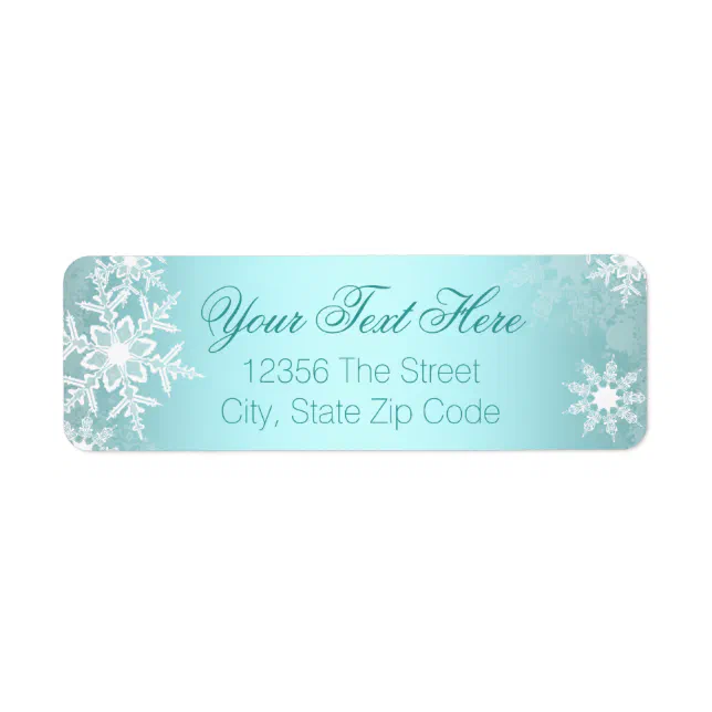 Teal Blue Snowflake Label | Zazzle