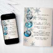 Teal Blue Snowflakes Ornaments Christmas Party Invitation | Zazzle