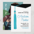 Teal Blue Tassel Graduation Party Invitation | Zazzle