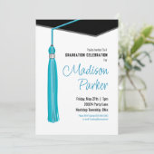 Teal Blue Tassel Graduation Party Invitation | Zazzle