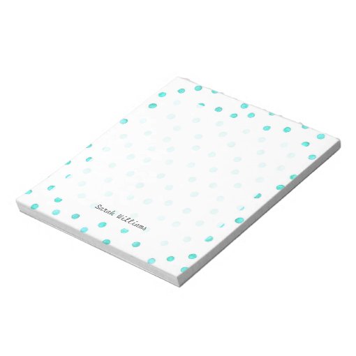 Teal Blue White Confetti Dots Pattern Notepad | Zazzle