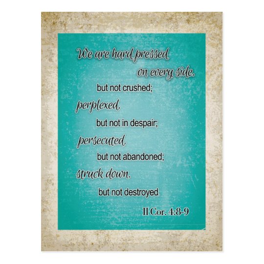 Teal Brown Christian Bible Verse II Cor 4:8-9 Postcard | Zazzle.com