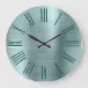 Teal Brushed Foil Dark Turquoise Roman Numerals Large Clock | Zazzle
