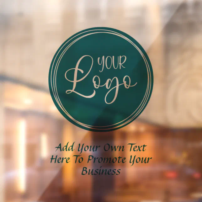 Teal Business Logo with Promo Text Window Cling | Zazzle