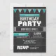 Teal Chevron Chalkboard Birthday Invitation | Zazzle
