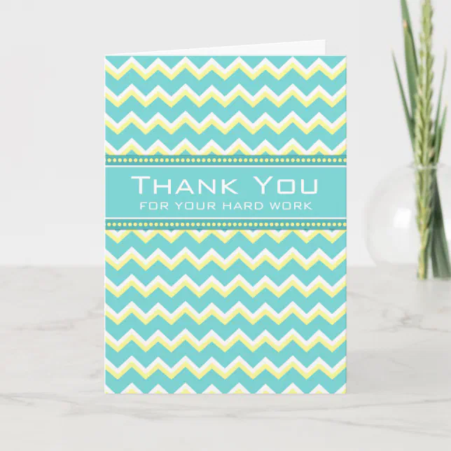 Teal Chevron Employee Anniversary Card | Zazzle