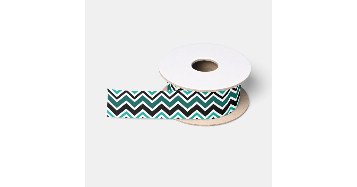 Teal Chevron Pattern Satin Ribbon | Zazzle