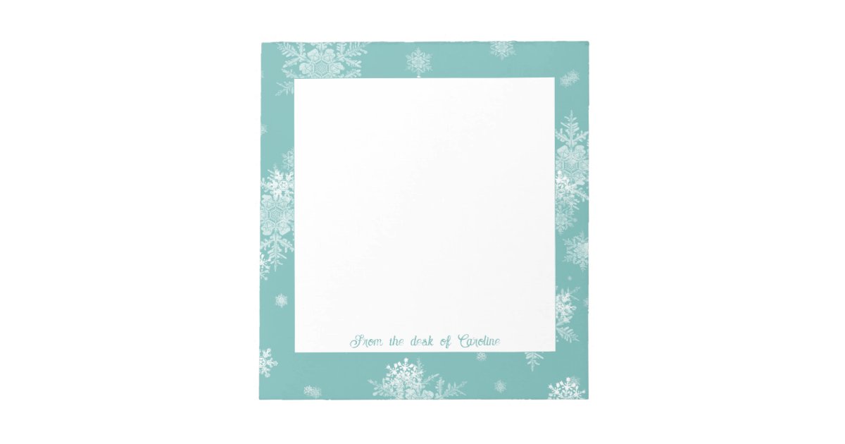 Teal Christmas Snowflakes Notepad | Zazzle