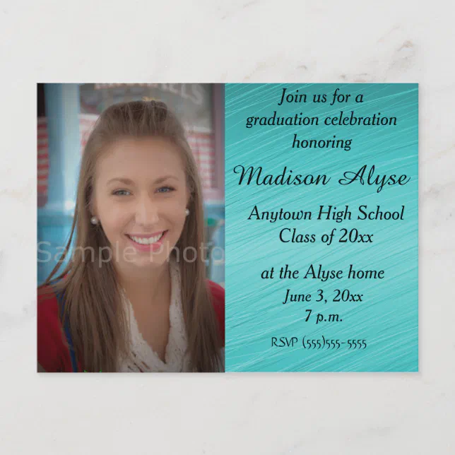 Teal Custom Photo Graduation Celebration Card | Zazzle