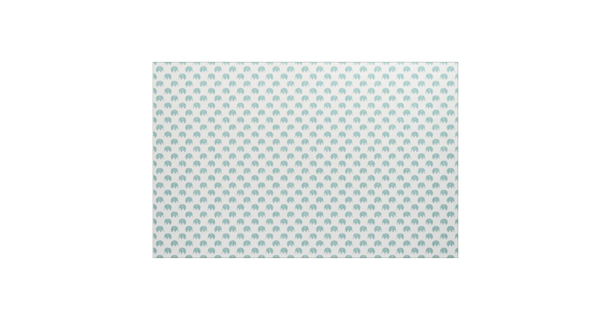 Teal Cute Elephant Pattern Fabric | Zazzle