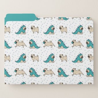 Teal Cute Pug Dog Pattern File Folder | Zazzle