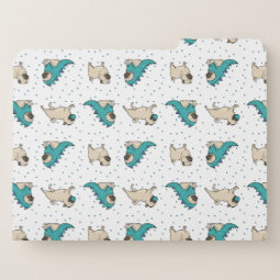 Teal Cute Pug Dog Pattern File Folder | Zazzle