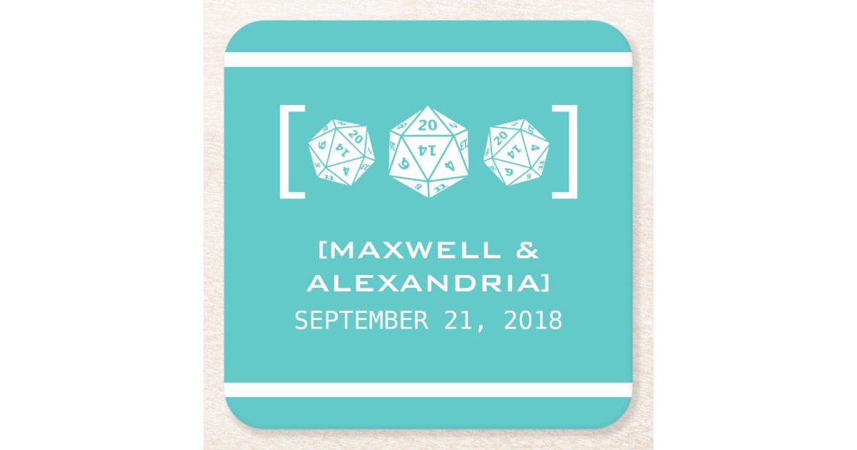 Teal D20 Dice Gamer Paper Coasters | Zazzle